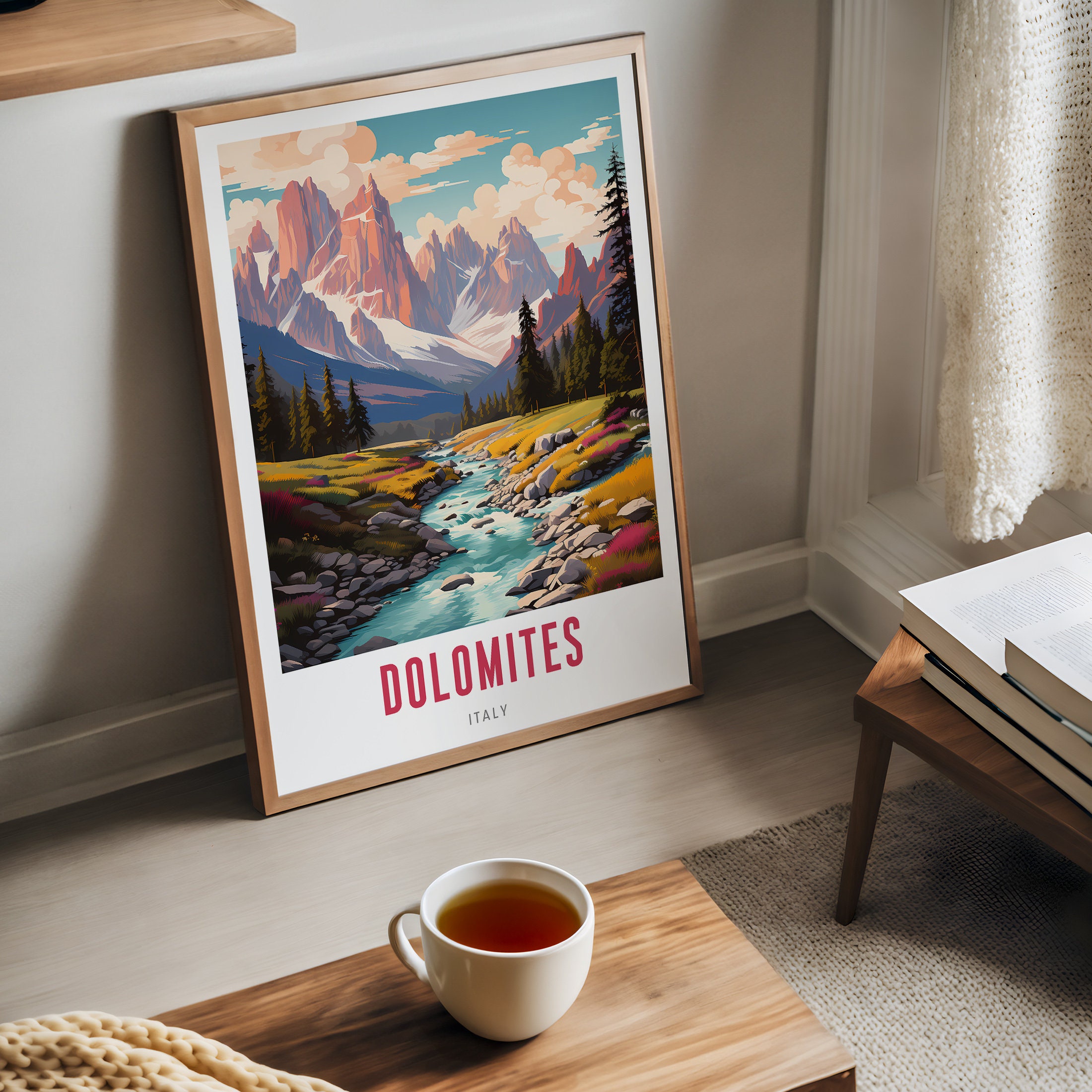 Italian Art Dolomites Travel Poster Mid Century Modern Wall Art Italy ...