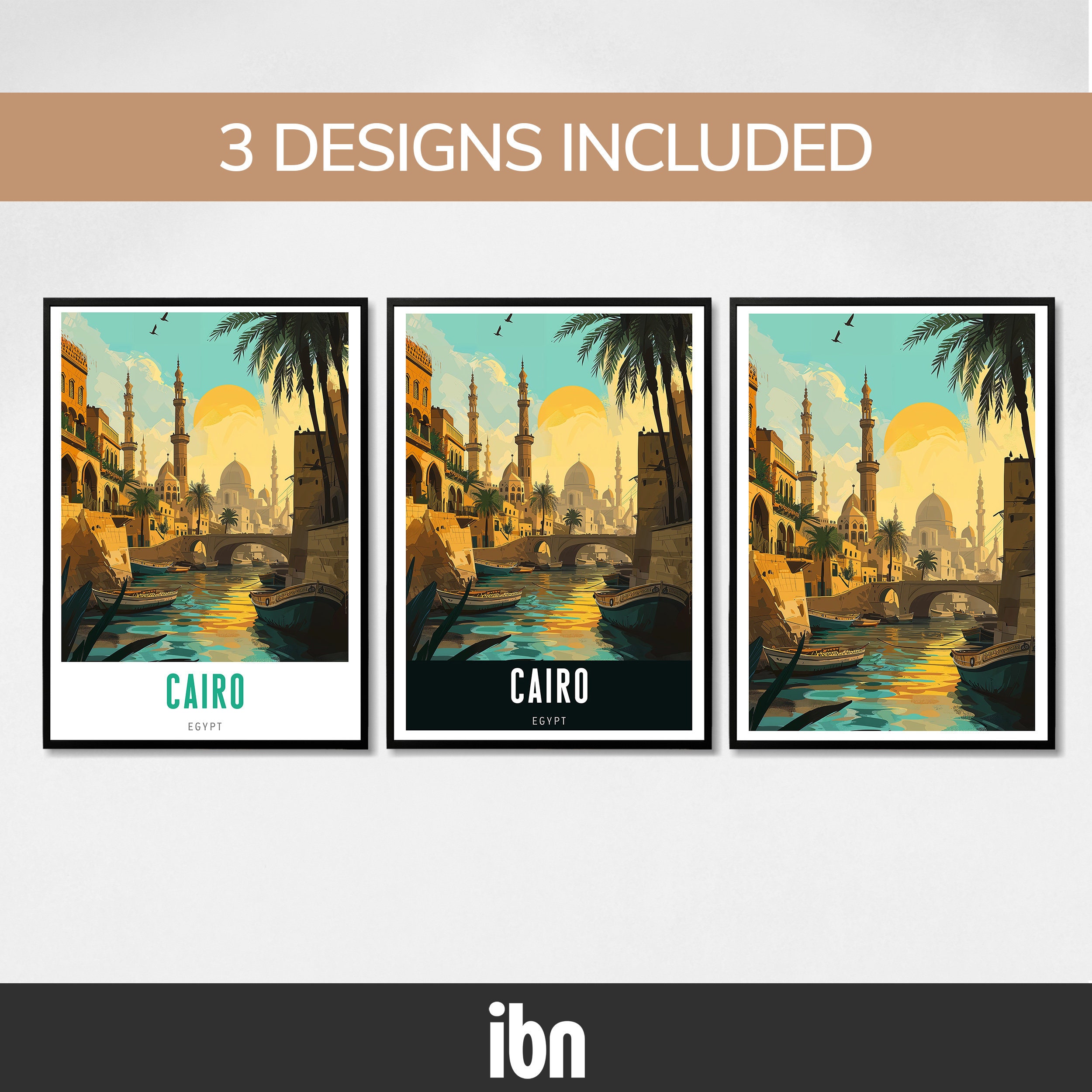 Travel Poster of Cairo Mid Century Modern Wall Art Egypt Print Eclectic ...