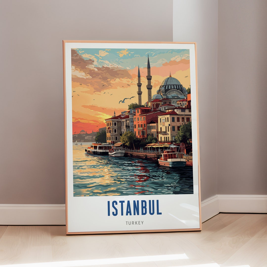 Turkish Art Istanbul Travel Poster Mid Century Modern Wall Art Turkey ...