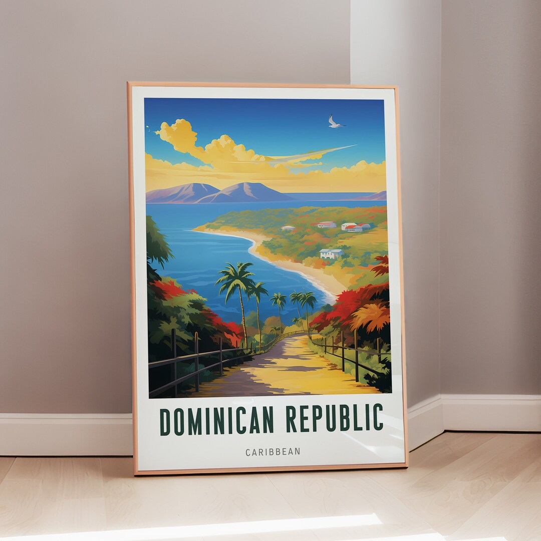 Dominican Republic Poster Caribbean Mid Century Wall Art Travel Print ...