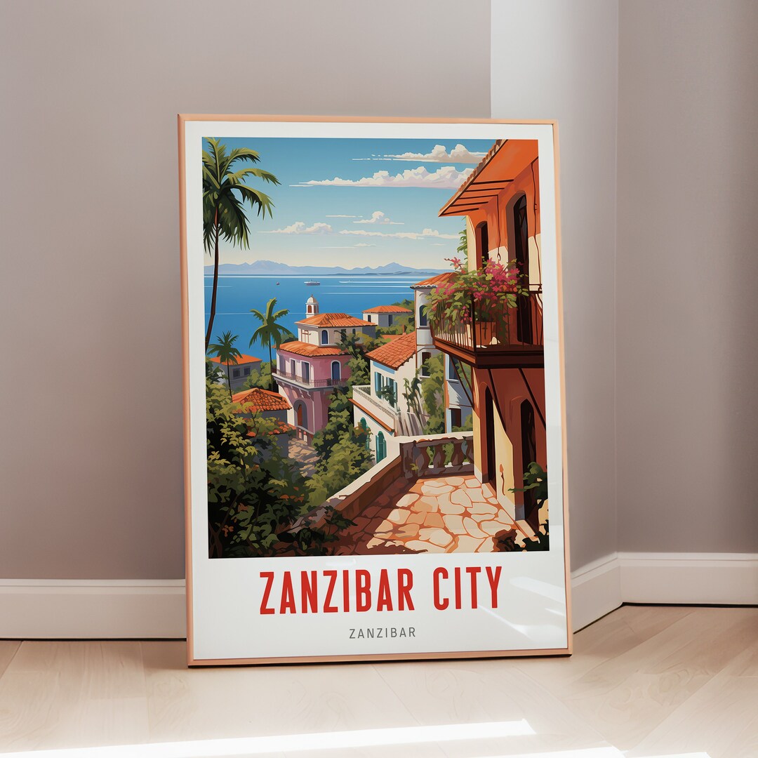 Zanzibar Travel Poster Tanzania Print Mid Century Modern Wall Art ...