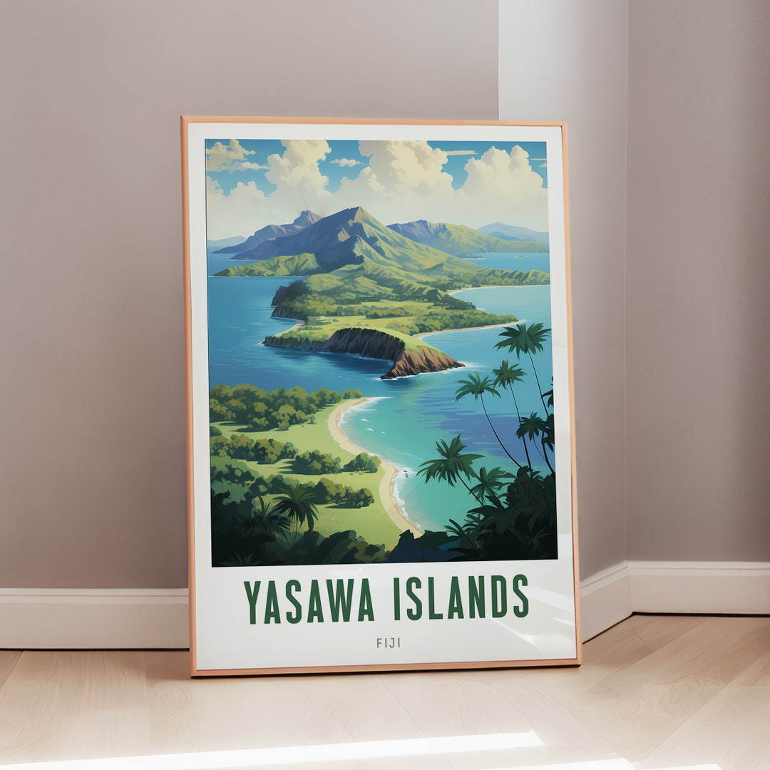 Fijian Art Yasawa Islands Travel Poster Mid Century Modern Wall Art ...