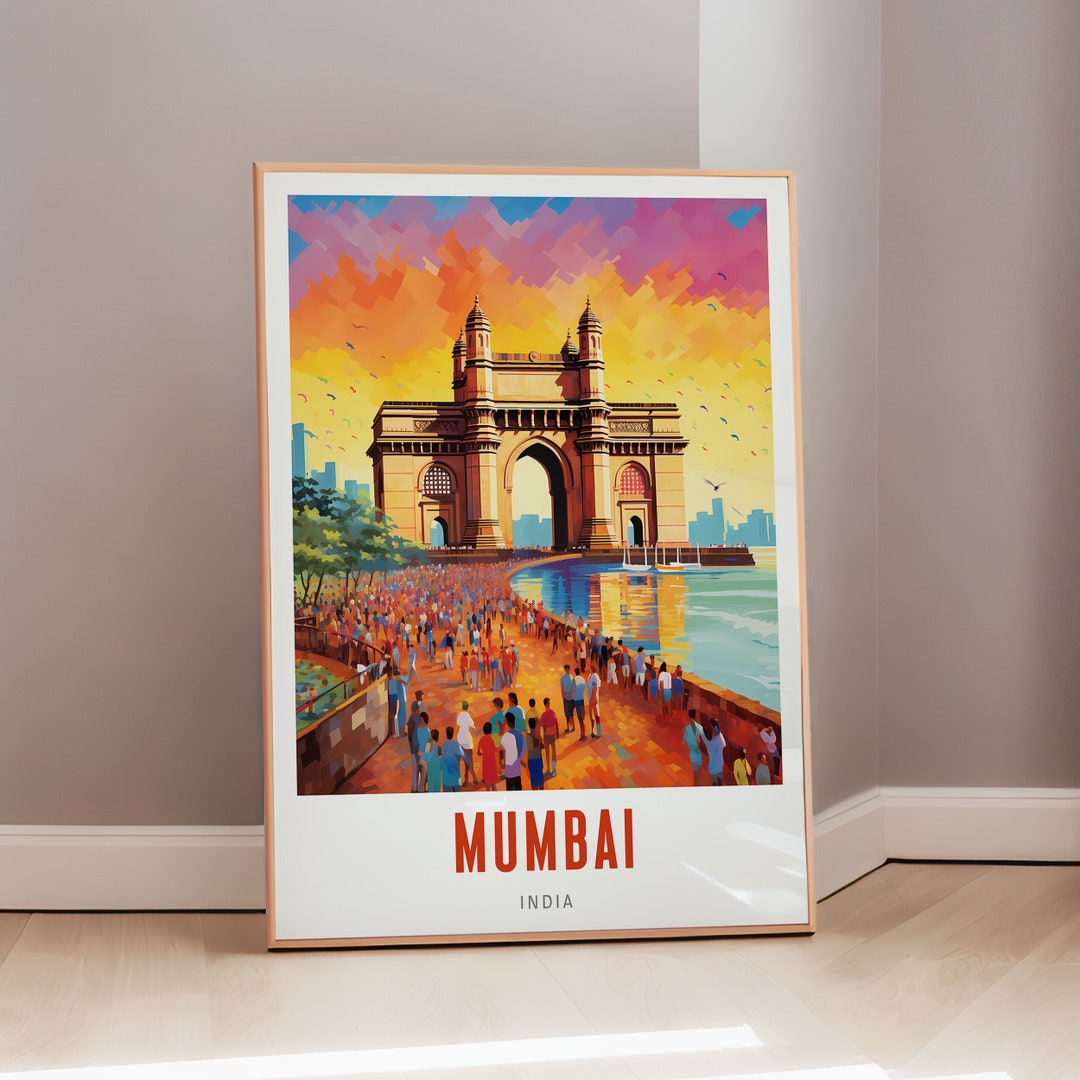 Indian Art Mumbai Travel Print Mid Century Wall Art India Poster ...