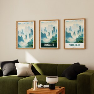 Travel Poster of Zhangjiajie Mid Century Modern Wall Art China Print ...