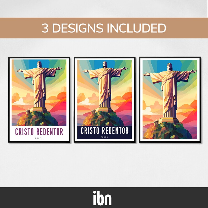 Travel Poster of Christ the Redeemer Mid Century Modern Wall Art Brazil ...