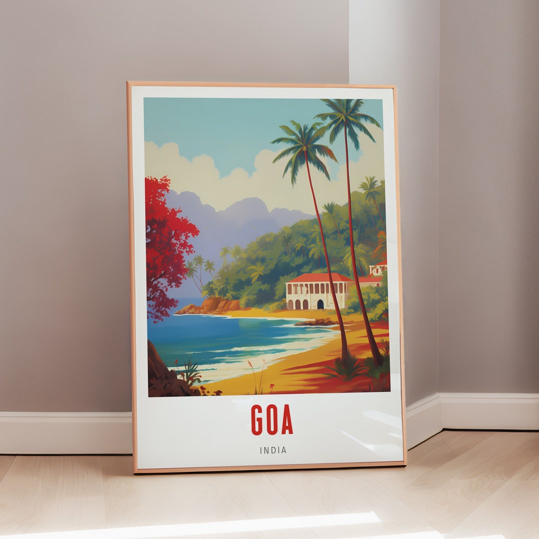 Indian Art Goa Travel Poster Mid Century Modern Wall Art India Print ...