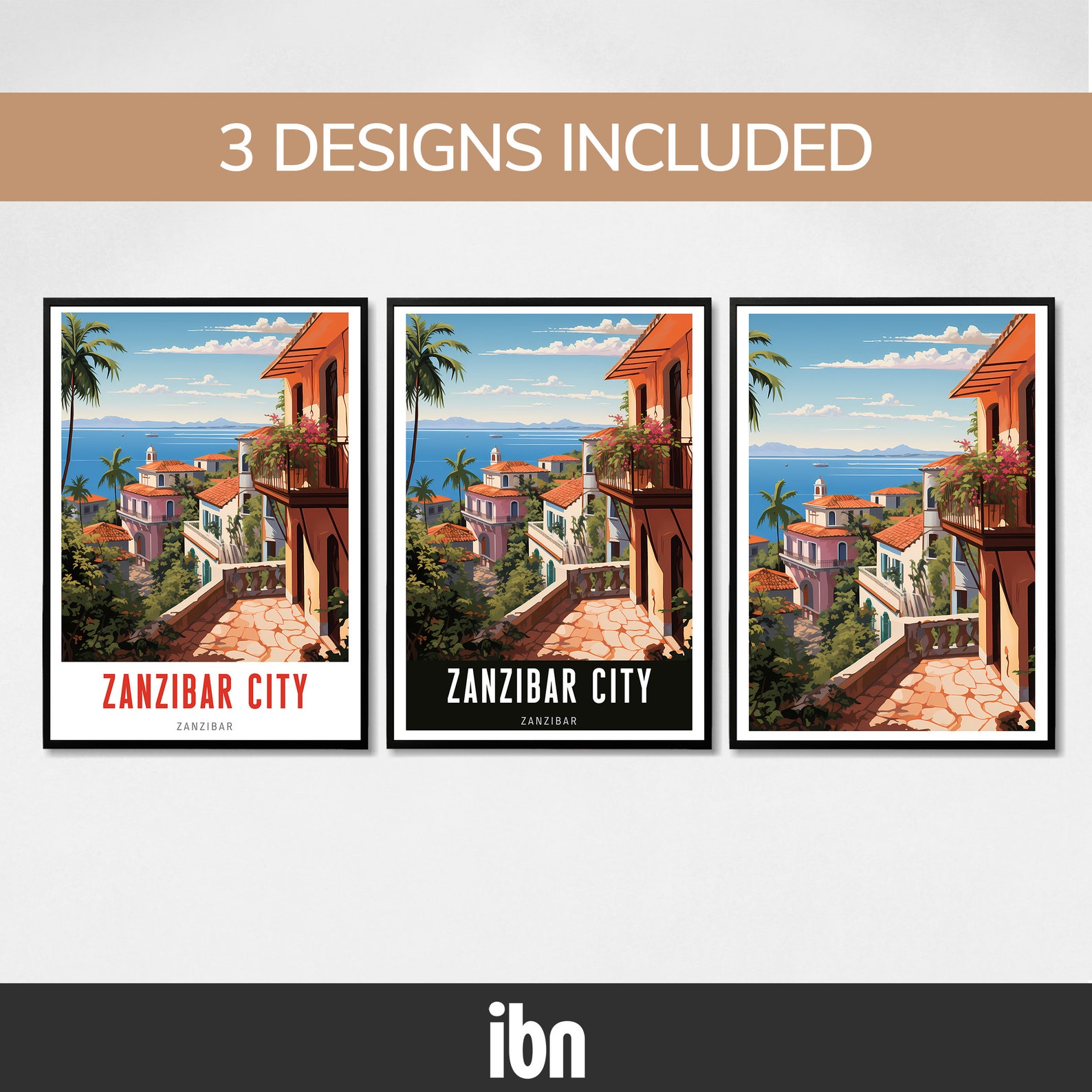 Zanzibar Travel Poster Tanzania Print Mid Century Modern Wall Art ...