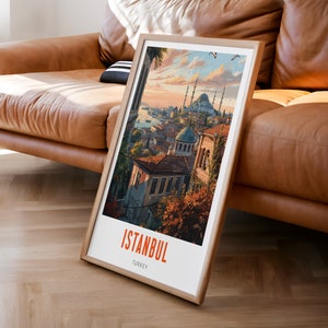 Travel Poster of Istanbul Mid Century Modern Wall Art Turkey Print ...