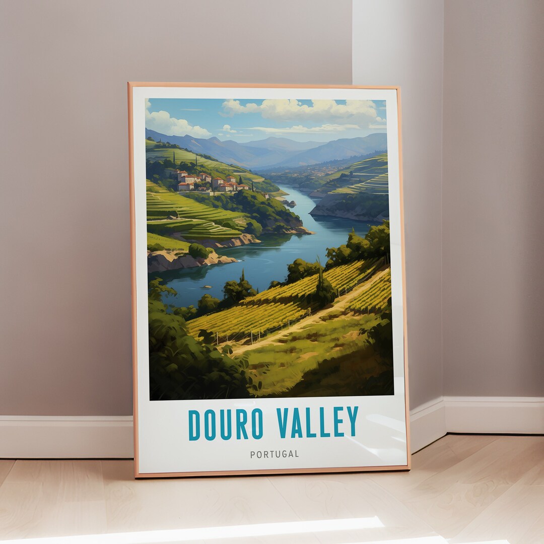 Douro Valley Travel Poster Portugal Print Mid Century Modern Wall Art ...