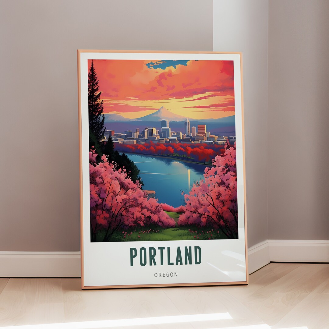 Portland Oregon Poster Mid Century Wall Art American Travel Print ...