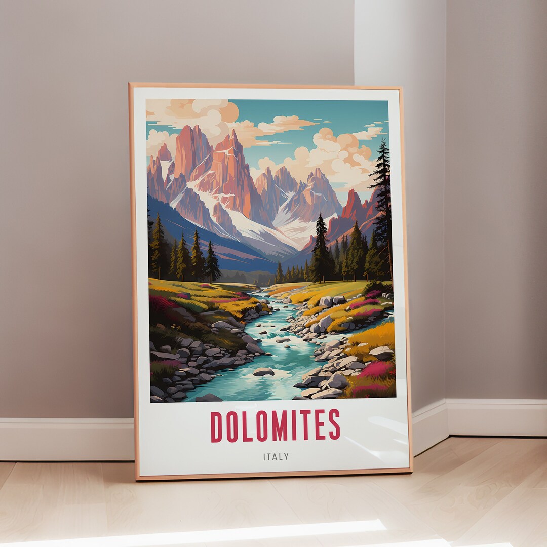 Italian Art Dolomites Travel Poster Mid Century Modern Wall Art Italy ...