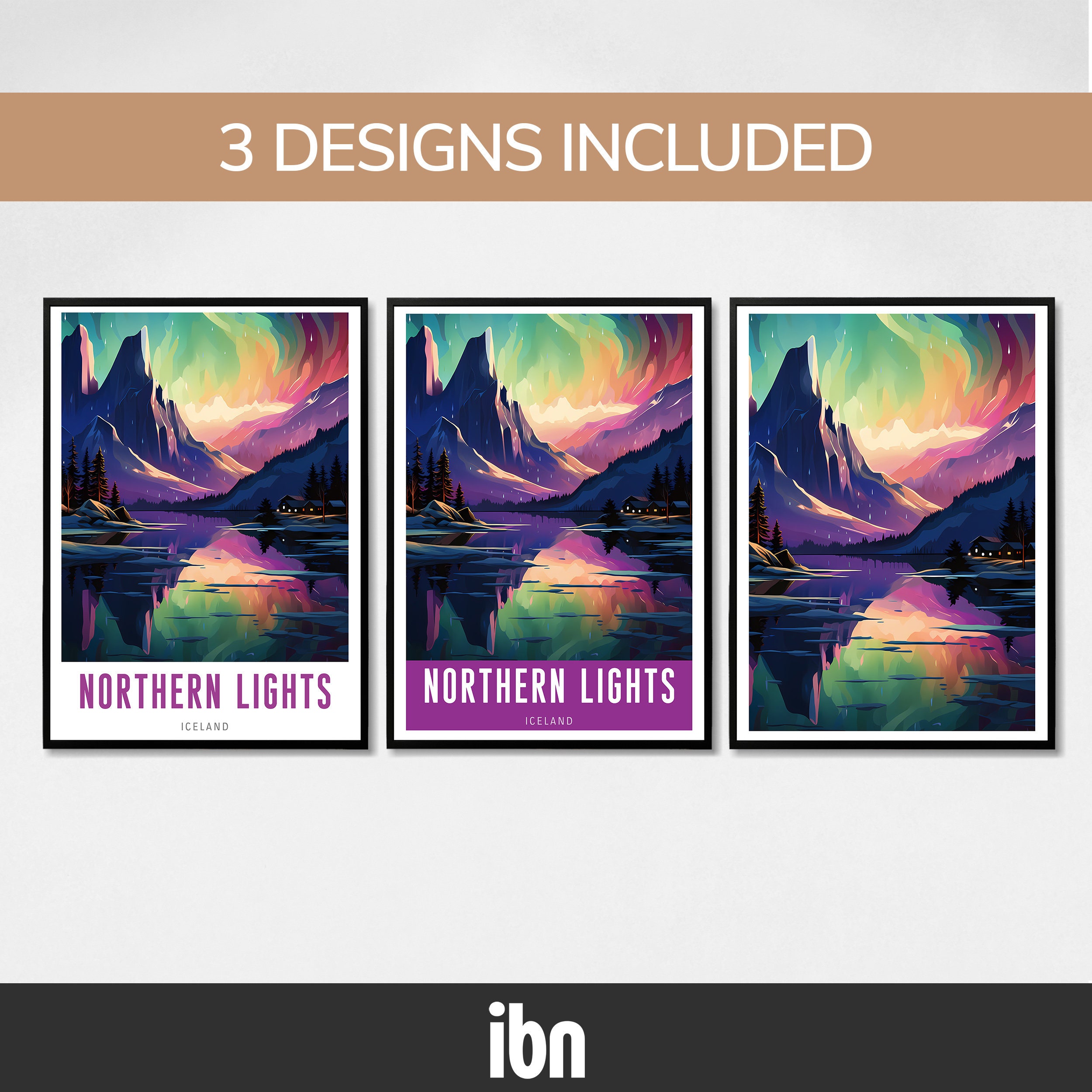Aurora Borealis Poster Mid Century Wall Art Northern Lights - Etsy