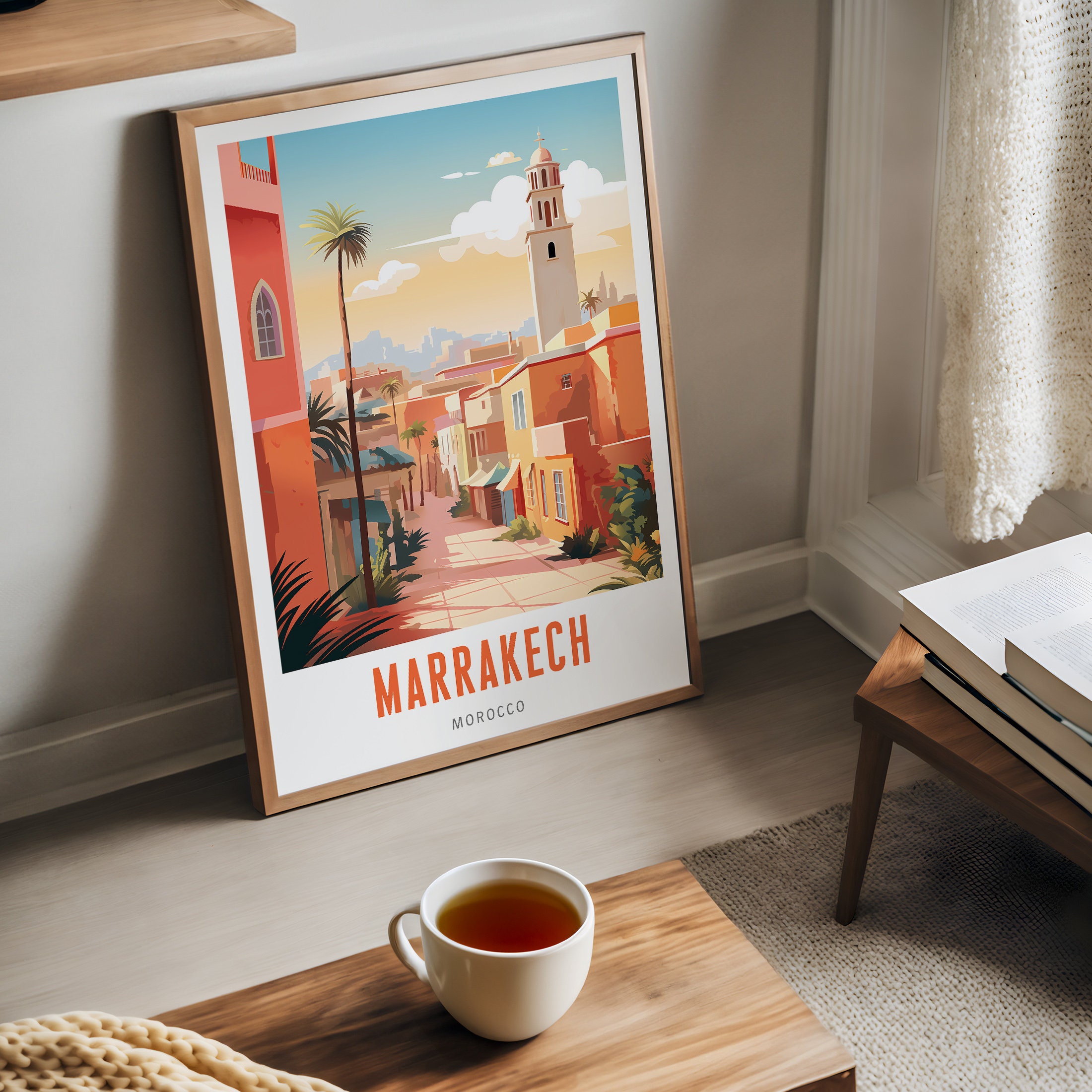 Travel Poster of Marrakech Mid Century Modern Wall Art Morocco - Etsy