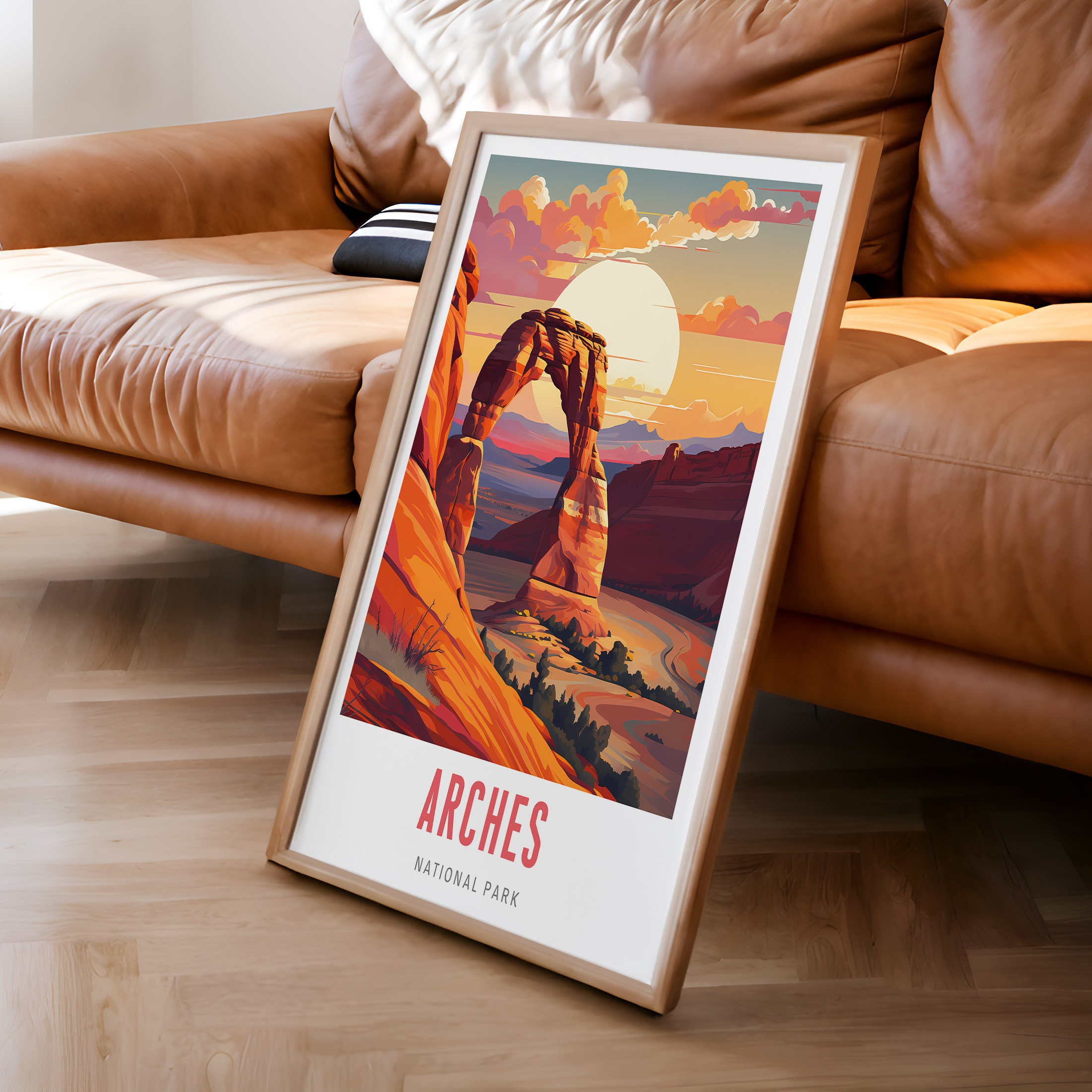 Travel Poster of Arches National Park Mid Century Modern Wall Art Utah ...