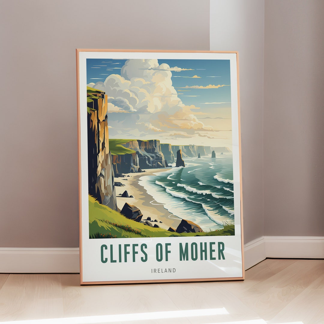 Irish Art Cliffs of Moher Travel Poster Mid Century Modern Wall Art ...