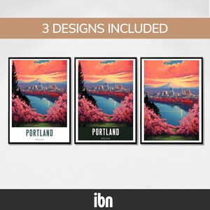 Portland Oregon Poster Mid Century Wall Art American Travel Print ...