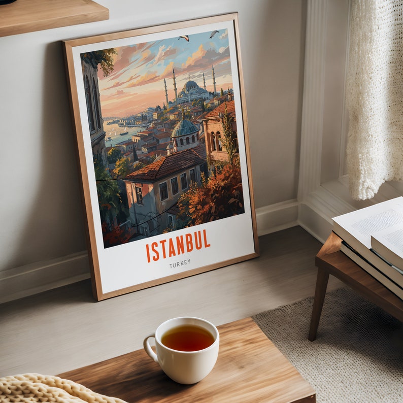 Travel Poster of Istanbul Mid Century Modern Wall Art Turkey Print ...