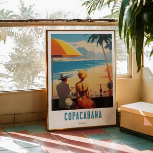 Copacabana Poster Brazilian Mid Century Wall Art South America ...