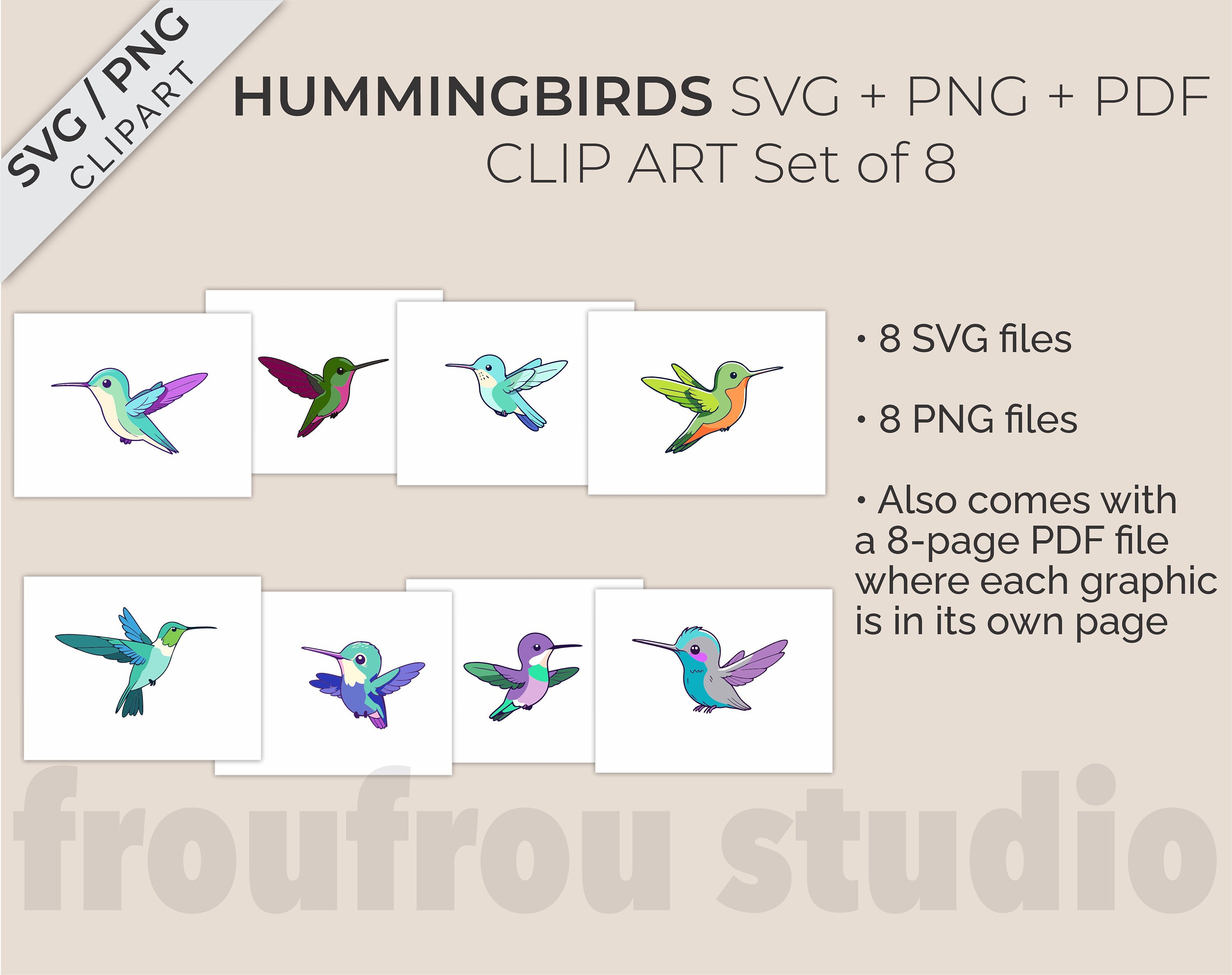 Hummingbirds Flat Drawing Clipart PNG SVG PDF Clipart 8 Drawings 8 Cute ...
