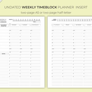 Printable Weekly Time-block Planner: A5, Half-letter (digital Download) - Etsy