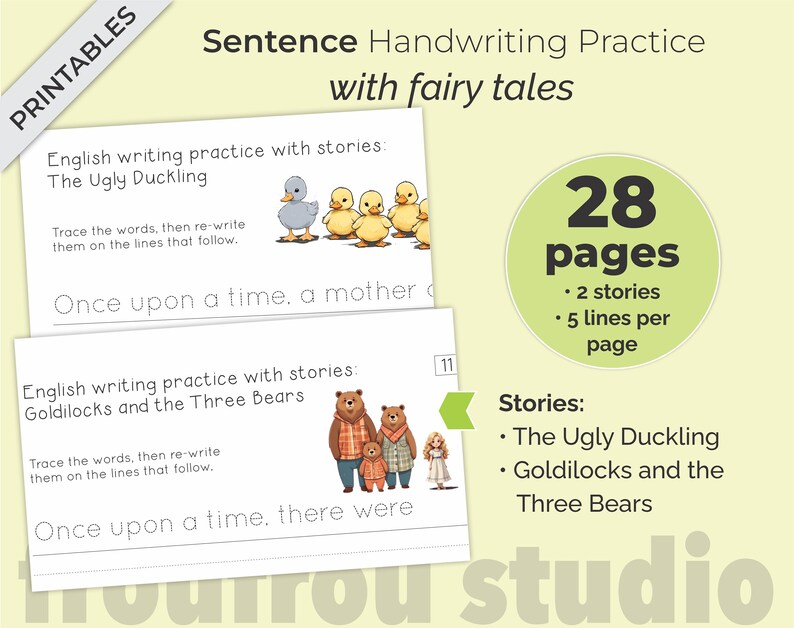 28 Printable Sentence Writing Worksheets With 2 Fairy Tale Stories 28 ...