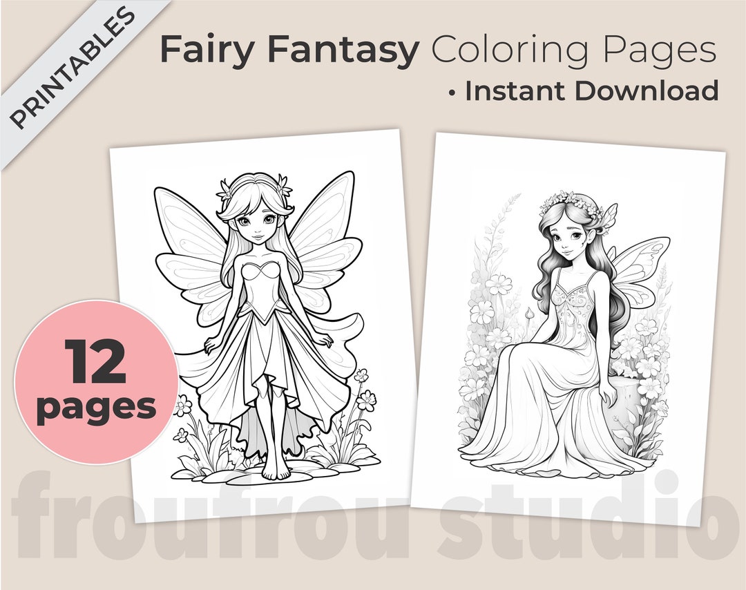 12-page Printable Fairy Fantasy Coloring Sheets for Kids 12 Printable ...