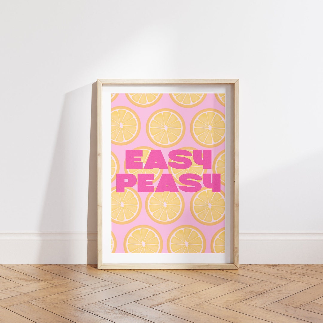 Lemon Squeezy Kitchen Print | Funny Quote, Pink Wall Decor - Etsy