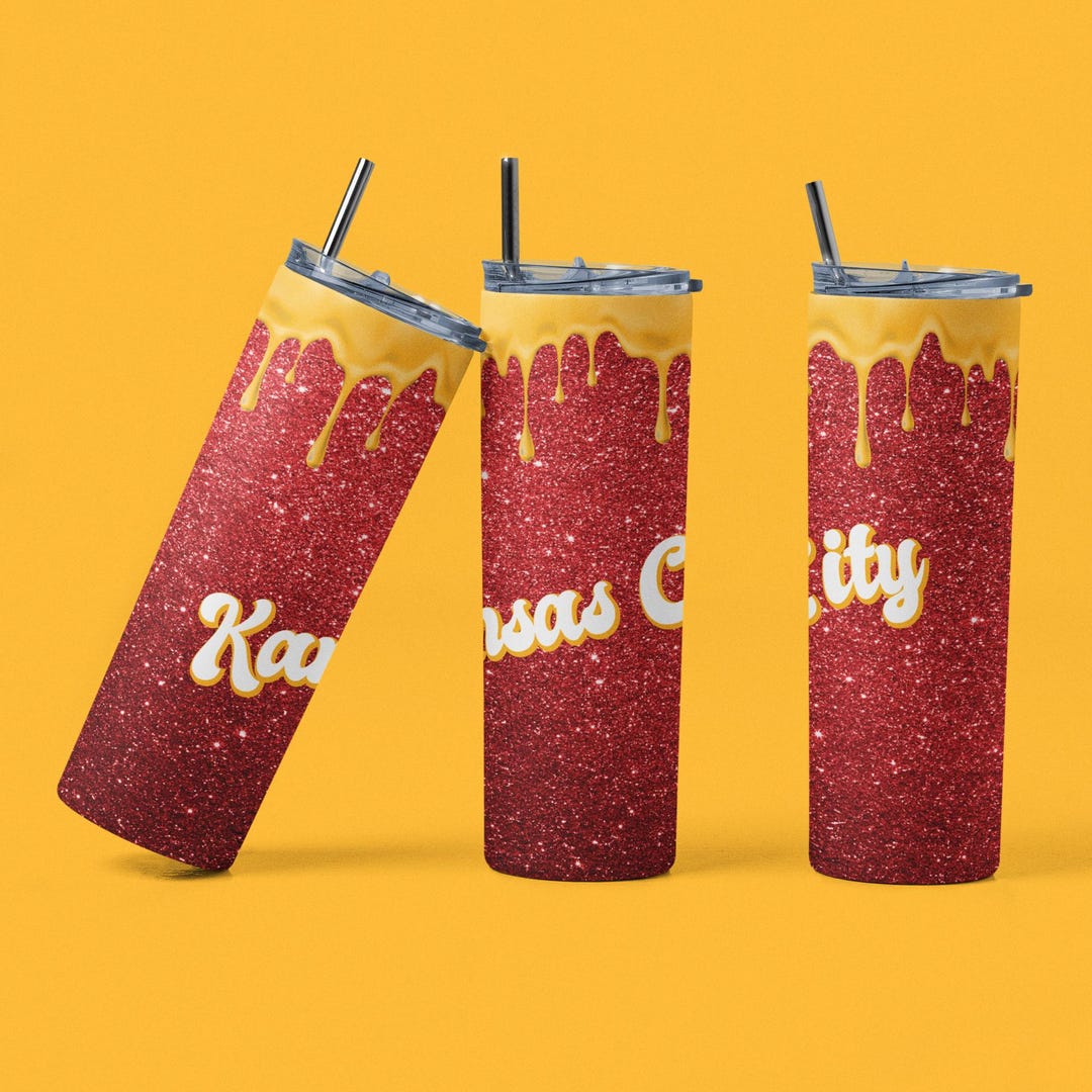 Kansas City Glitter Drip 20 0z Skinny Tumbler Wrap Football Big Game ...