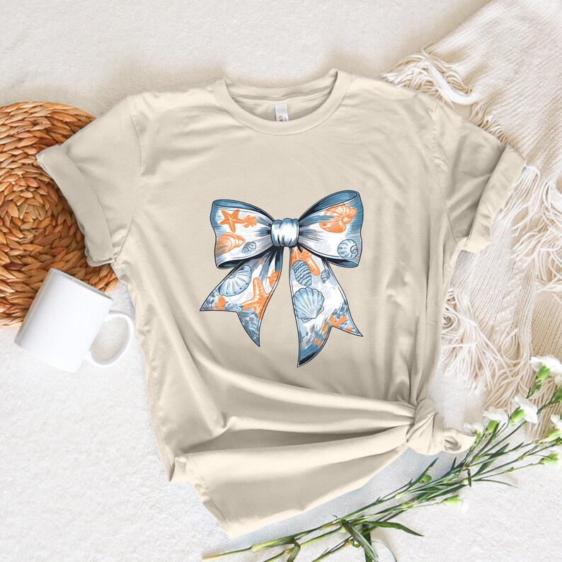 Beach Bow Graphic Tee: Retro Summer T-shirt, US Cotton, - Etsy
