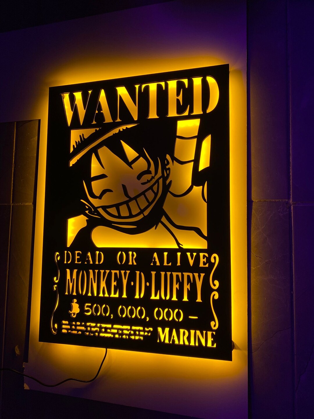 Anime Led Sign Wanted Sign One Piece Luffy Night Light One - Etsy