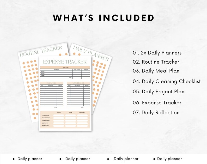 Minimalist Daily Planner Printable for Productivity / Self-care ...