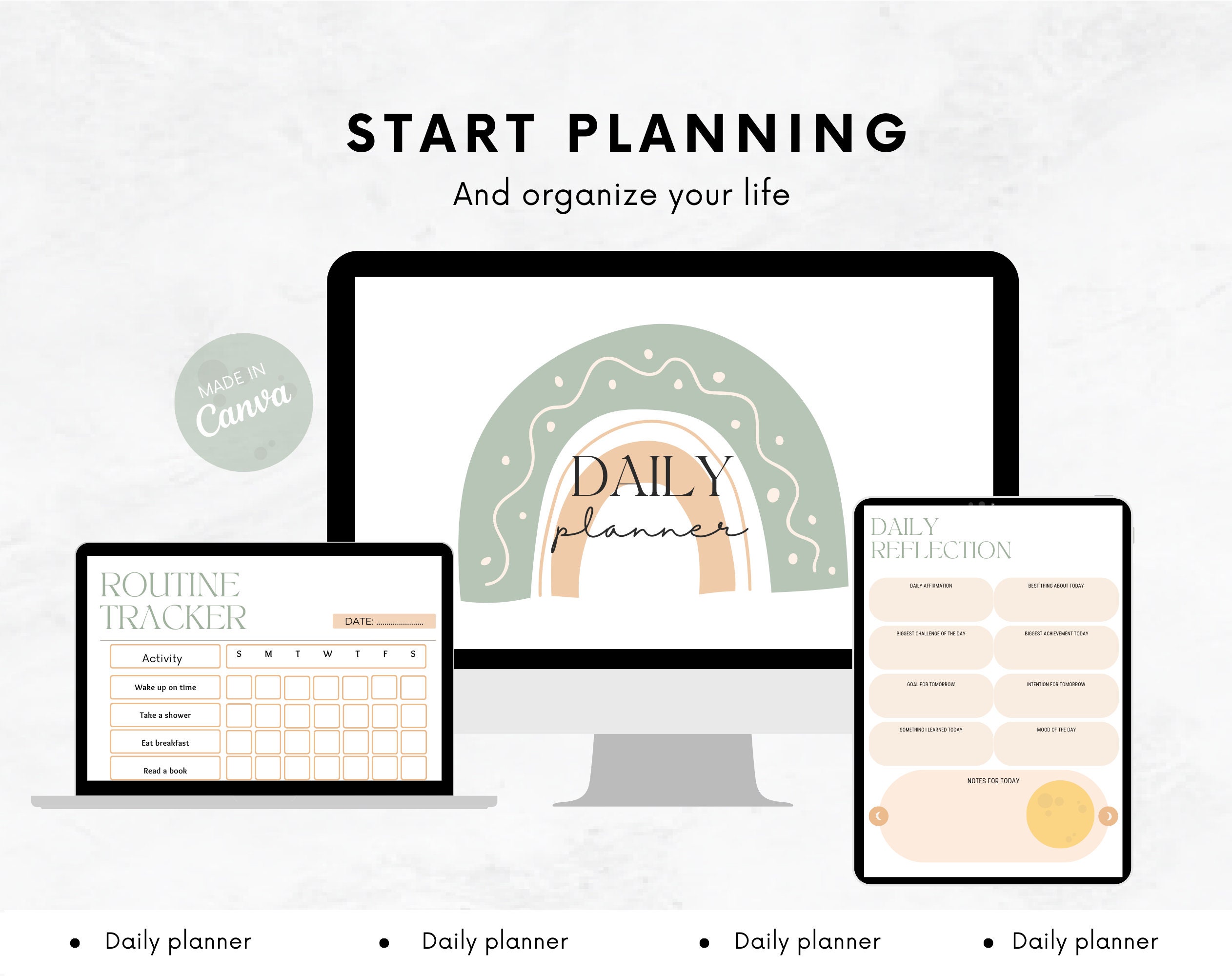 Minimalist Daily Planner Printable for Productivity / Self-care ...