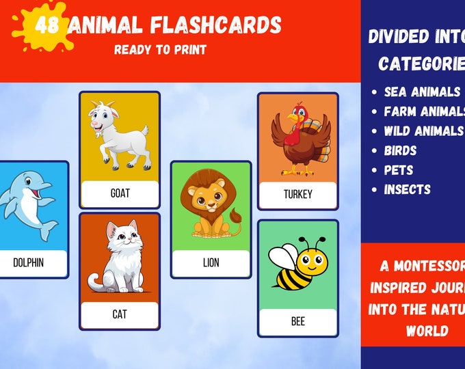 Animal Printable Picture-word Cards Set 48 Cards Animal Habitat ...