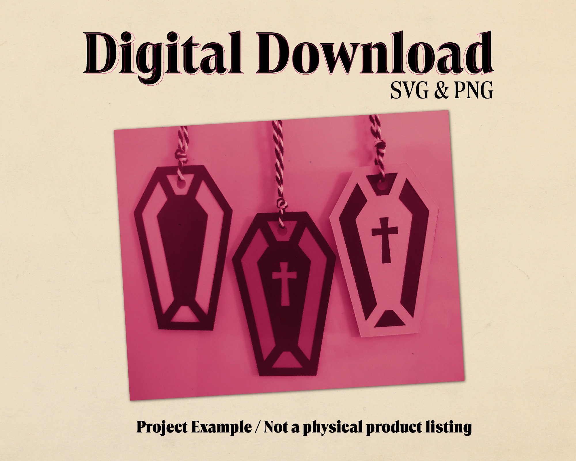 Coffin Shaped Gift Tag Files SVG & PNG Digital Download - Etsy