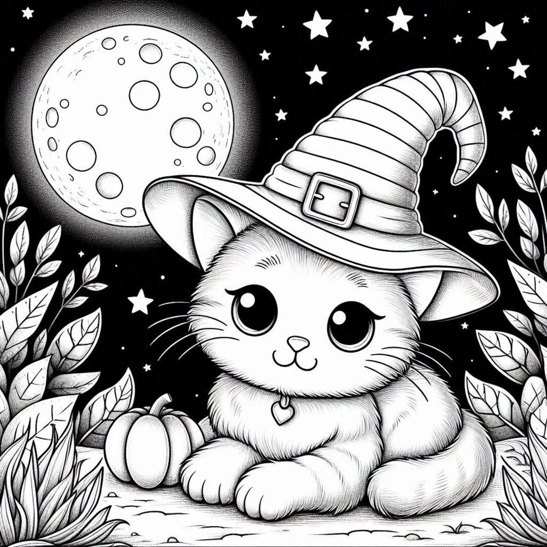 Cat Coloring Page for Adults and Bigger Kids. Cute and Fun Downloadable ...