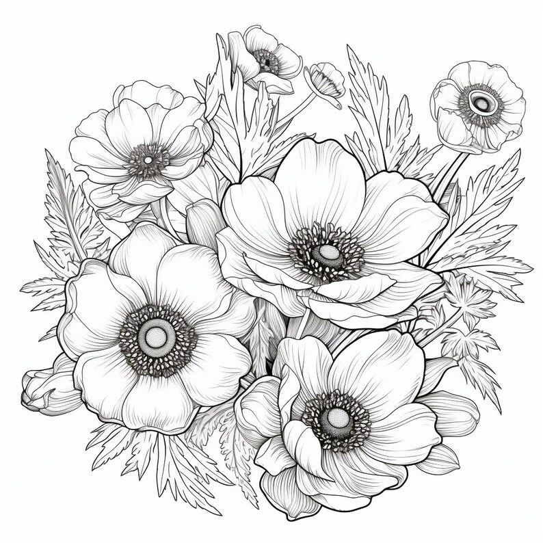 40 Floral Coloring Pages. Pdf Files Containing 40 Unique Coloring Pages ...