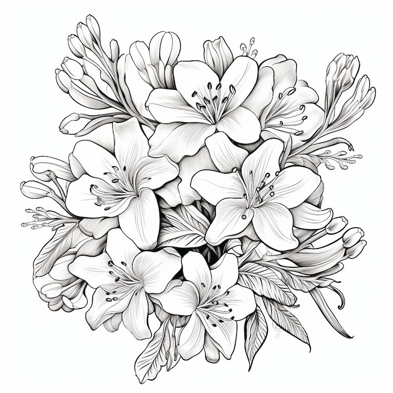 40 Floral Coloring Pages. Pdf Files Containing 40 Unique Coloring Pages ...