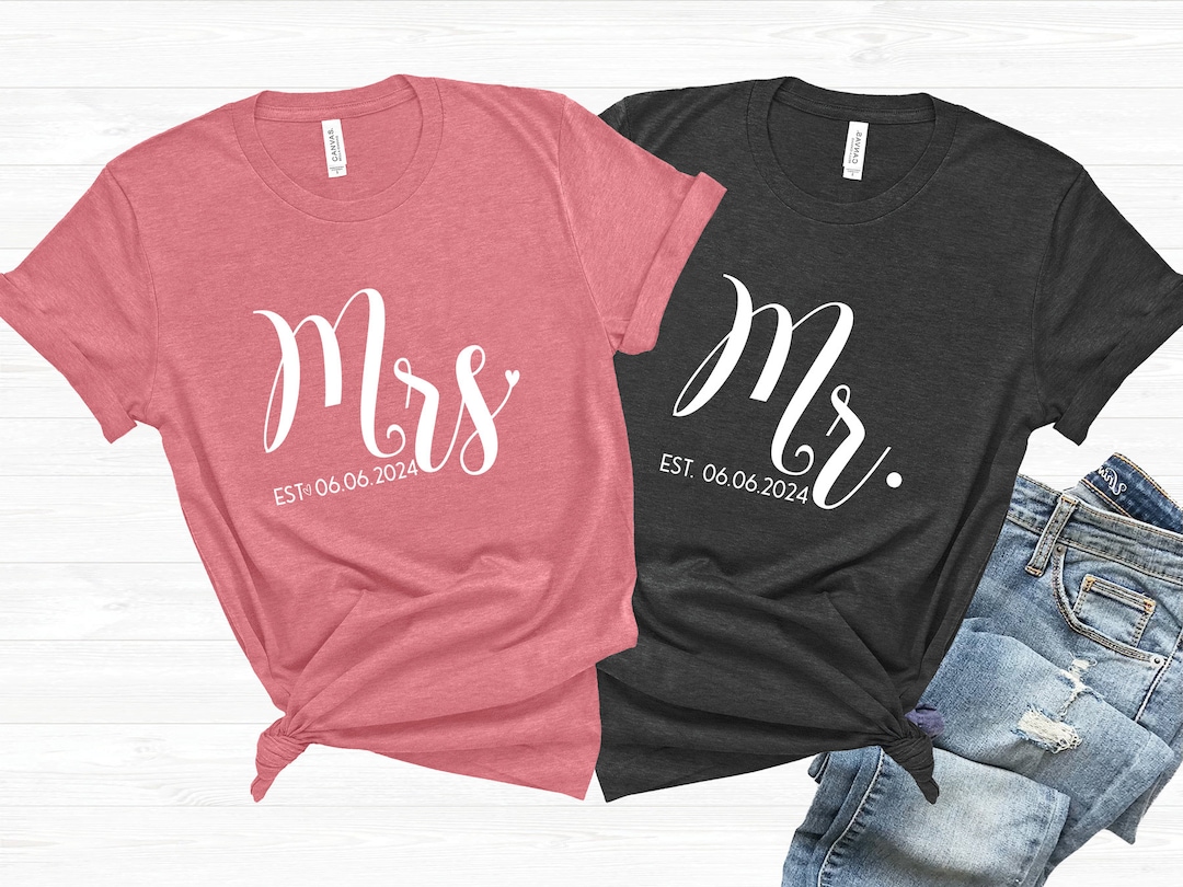 Personalized Mr and Mrs Shirt, Honeymoon T-shirt, Just Married Shirt ...