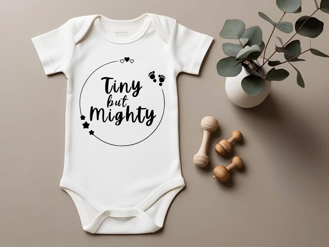 Tiny but Mighty SVG | Premature Baby Clothing Design | Floral Wreath ...