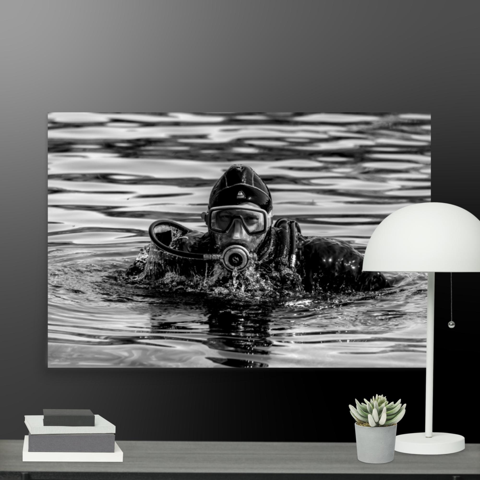 Scuba Diver Emerging From the Deep : Photo Paper Poster - Etsy