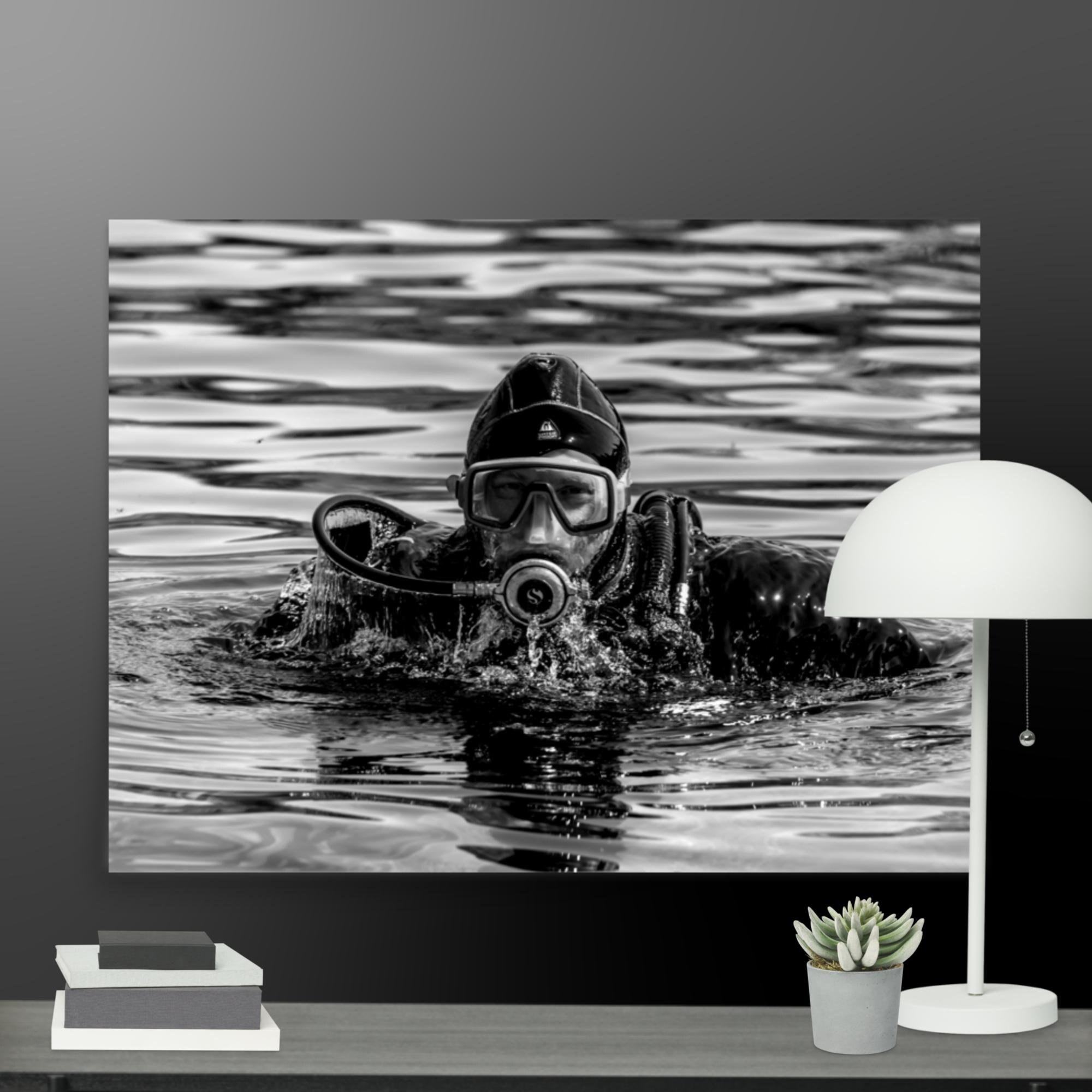 Scuba Diver Emerging From the Deep : Photo Paper Poster - Etsy