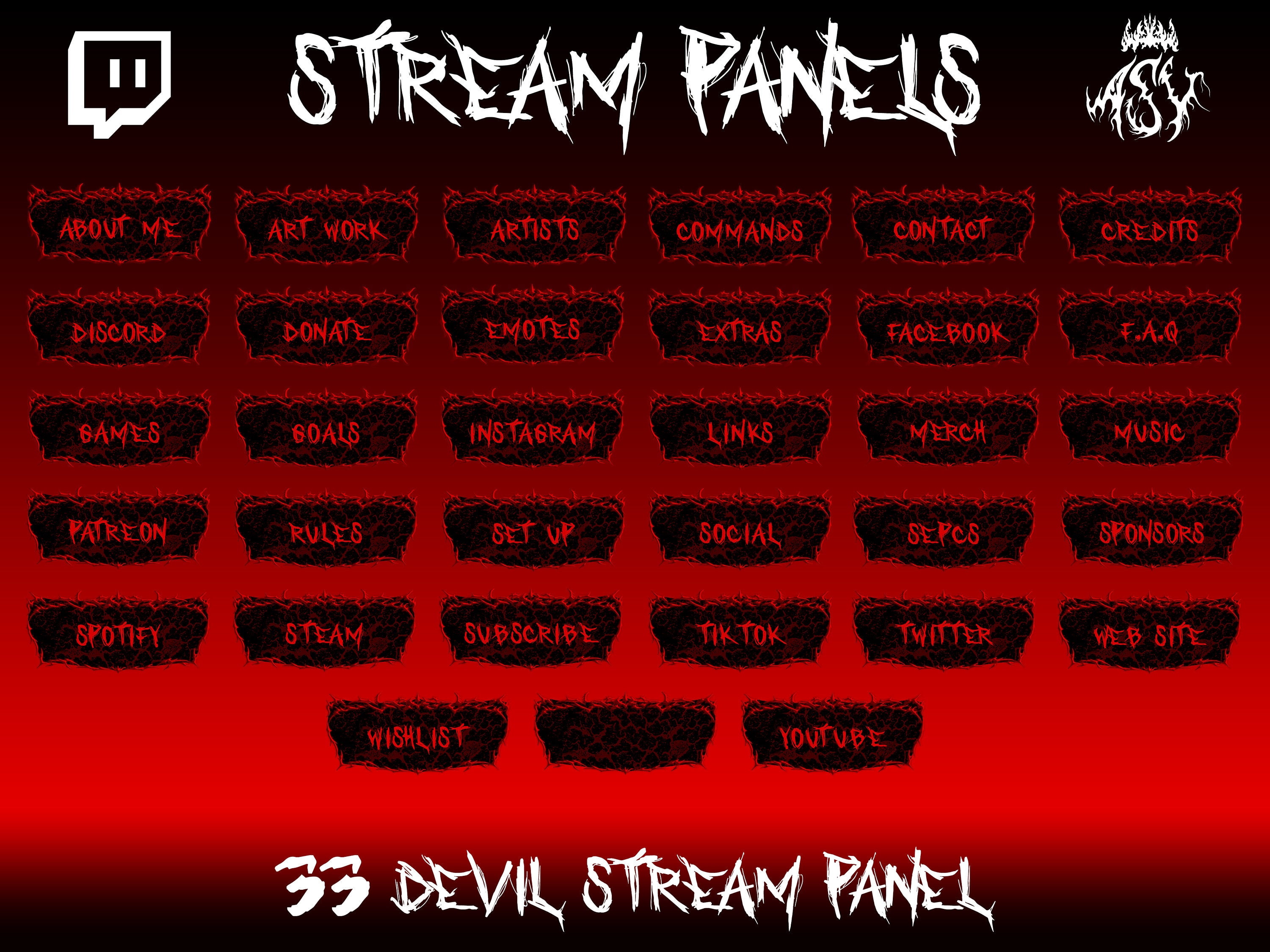 Devil Twitch Panel | Horror Twitch Panel | Red Twitch Panel | Hell ...