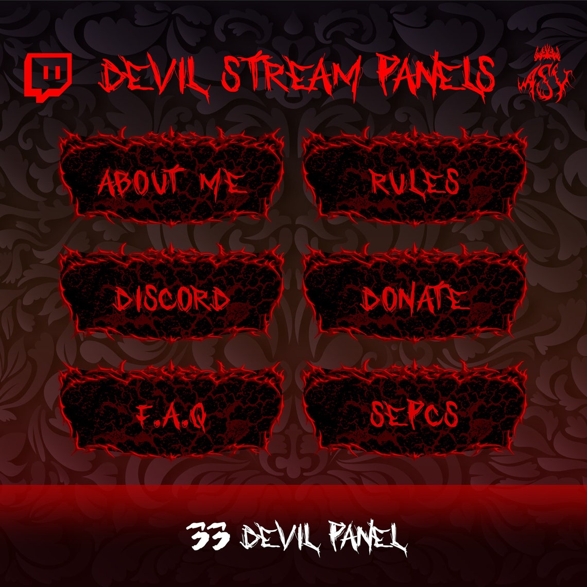 Devil Twitch Panel | Horror Twitch Panel | Red Twitch Panel | Hell ...