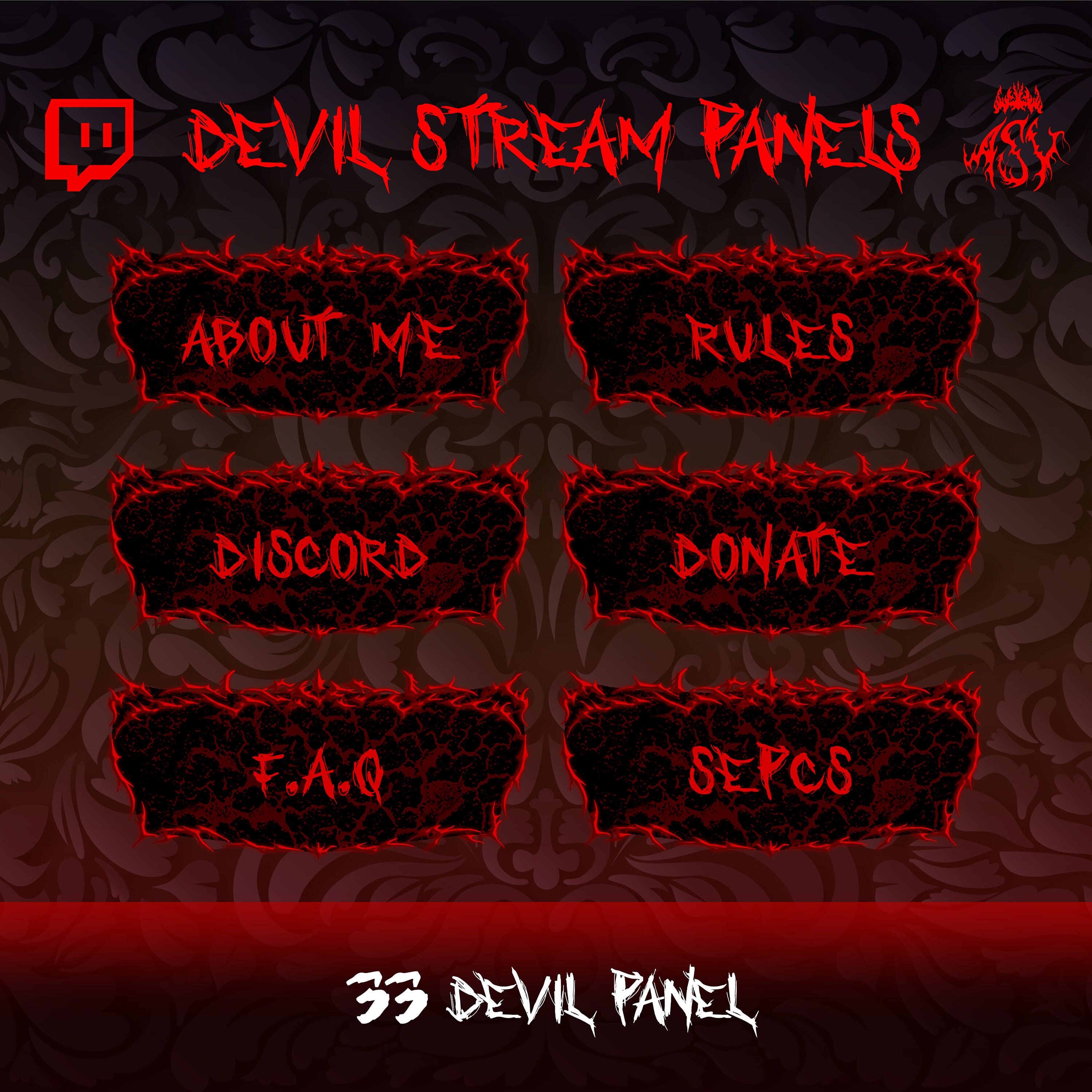 Devil Twitch Panel | Horror Twitch Panel | Red Twitch Panel | Hell ...