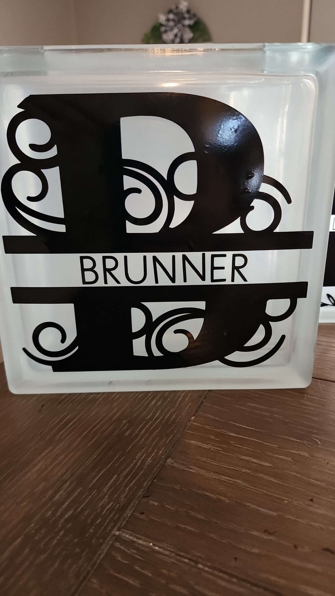 Monogram Glass Block - Etsy