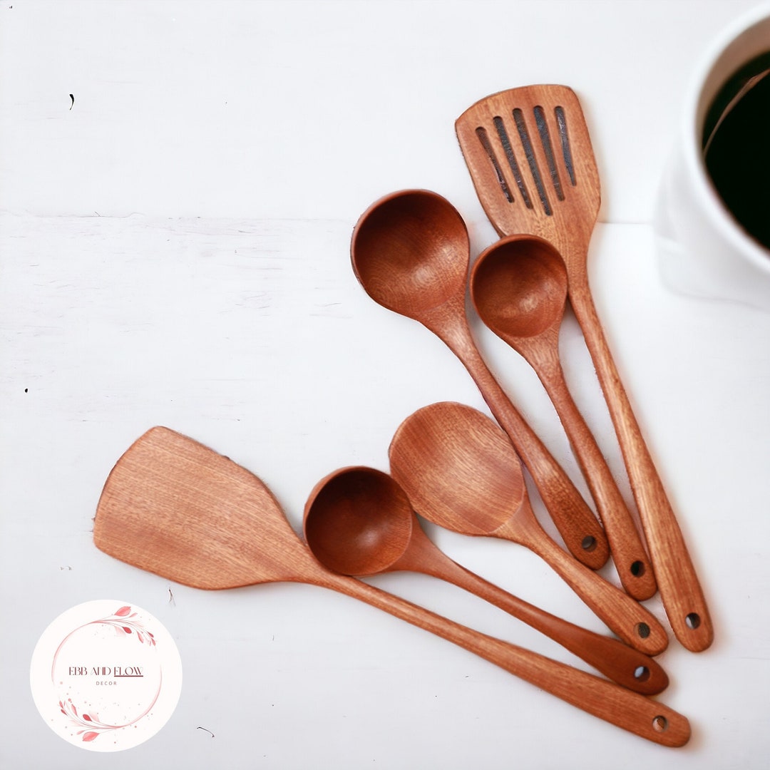 Wooden Cooking Spoons, Non Stick Cooking Spatula Set, Wooden Cooking ...