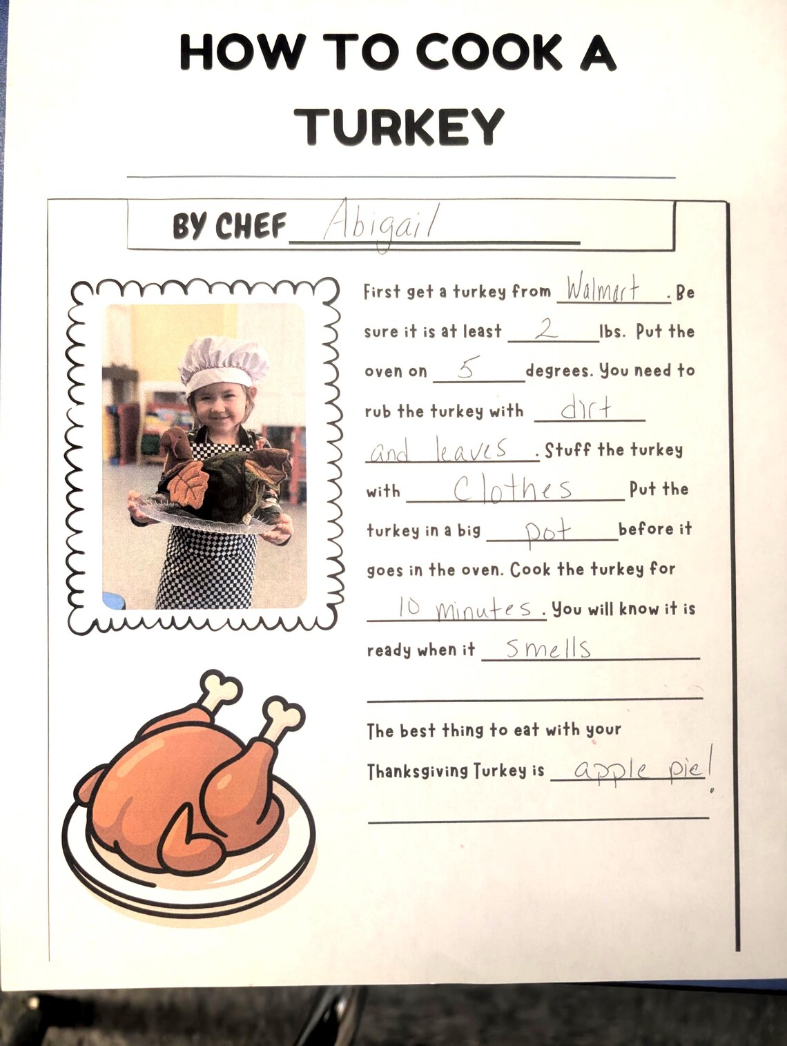 How to Cook a Turkey Activity | Thanksgiving Printable Preschool–3rd ...