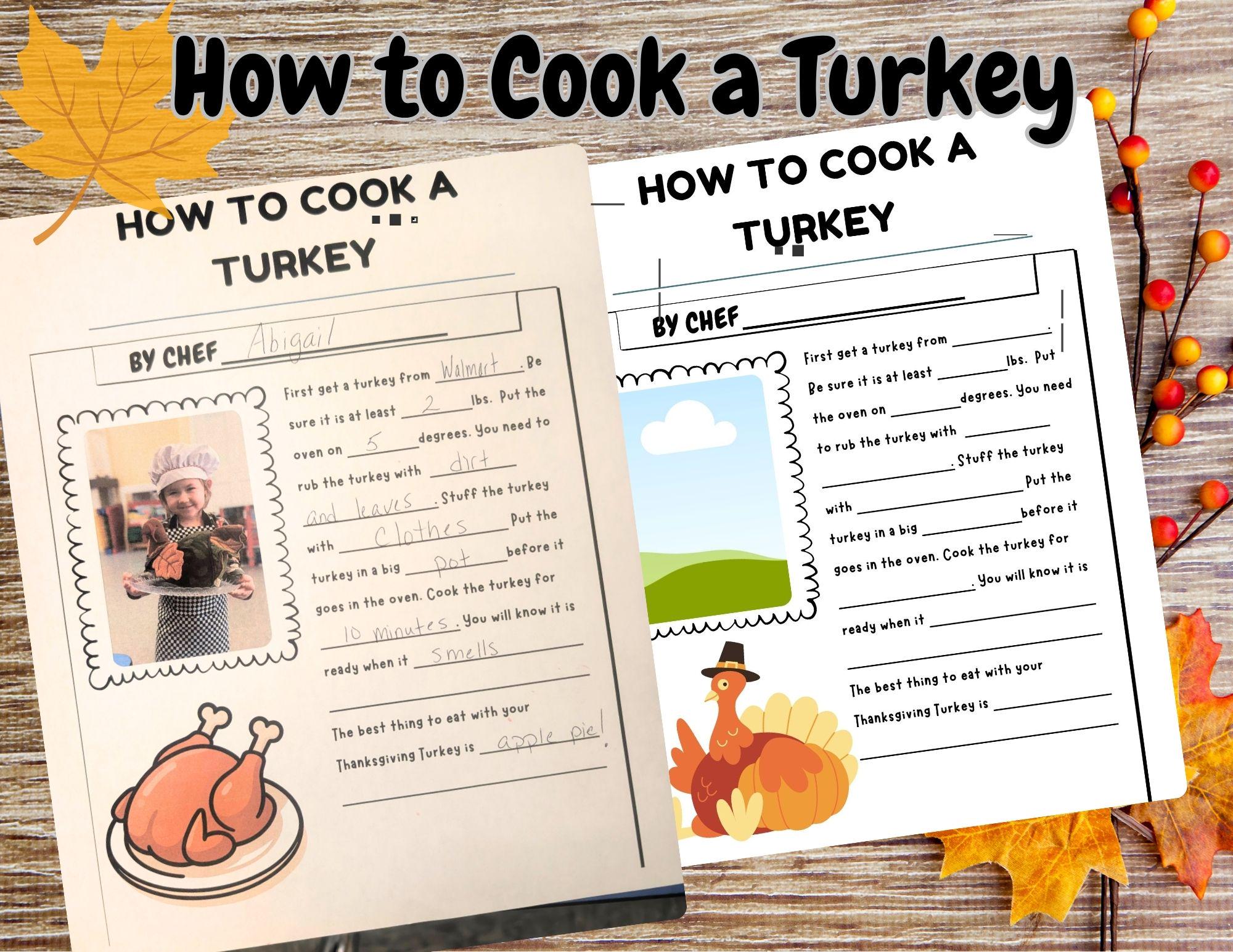 How to Cook a Turkey Activity | Thanksgiving Printable Preschool–3rd ...