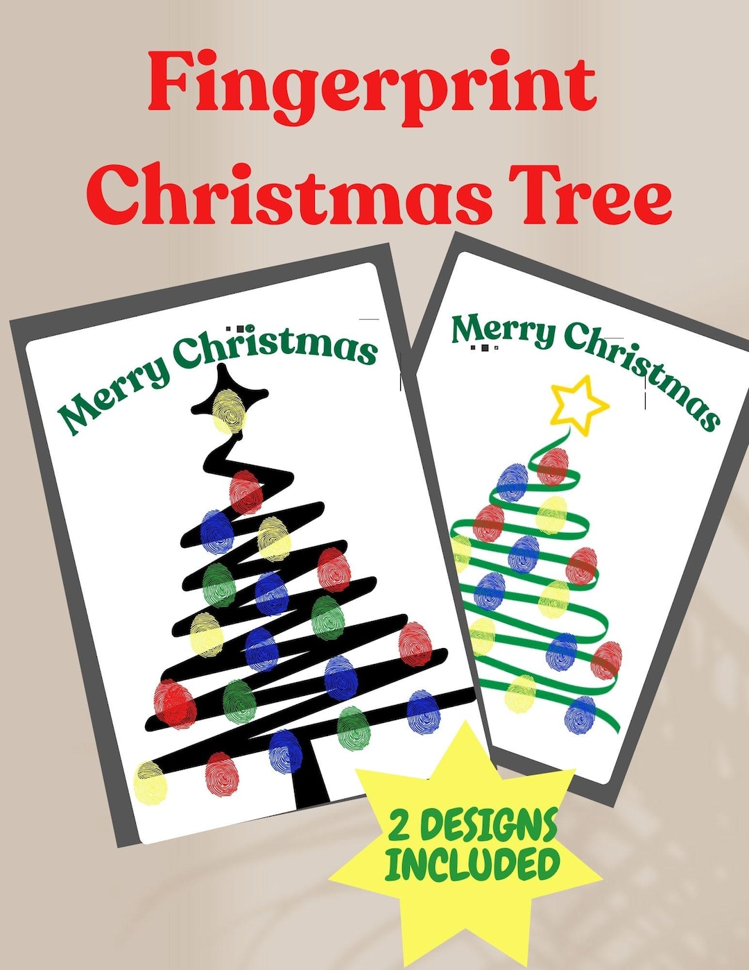 Christmas Tree Fingerprint Lights Craft | Printable Holiday Keepsake ...