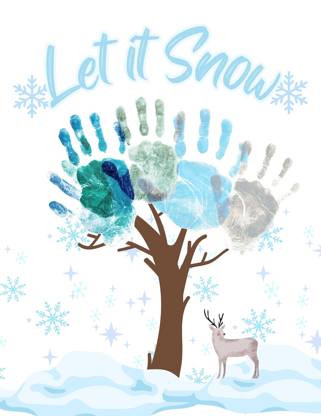 Let It Snow Handprint Craft | Printable Winter Tree Activity for Kids ...